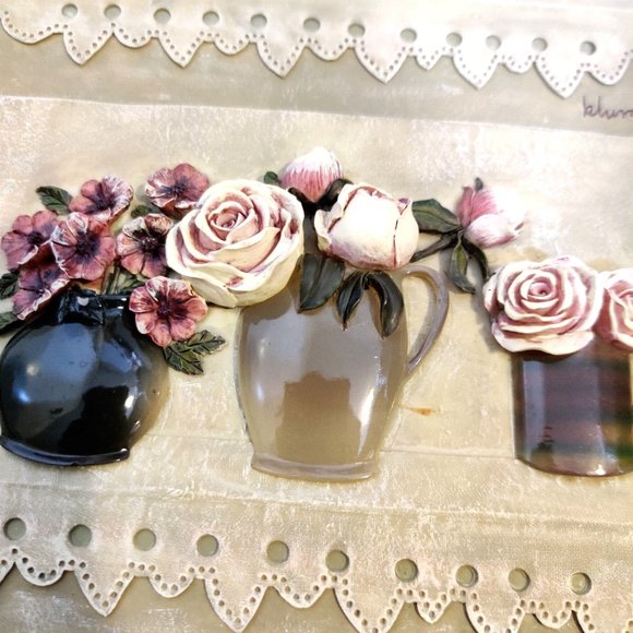 Cheri Blum | Accents | Vtg Cheri Blum 3d Floral Art Plaque Wall Picture ...